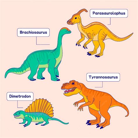 Premium Vector Hand Drawn Dinosaur Names Element Collection