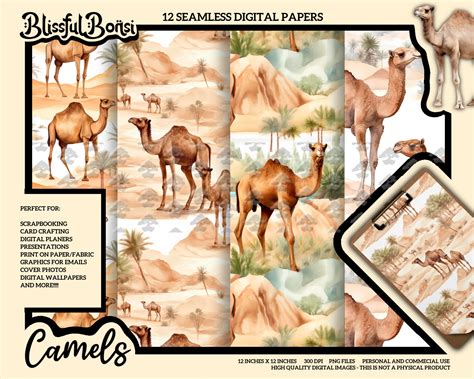 Camel Digital Paper Camels Digital Paper Camels Repeating Pattern Camel Seamless Pattern