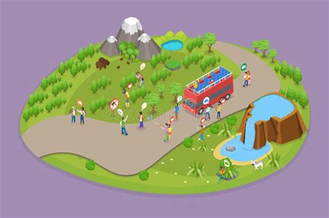 3d Isometric Flat Vector Illustration Of School Field Trip Stock Vector