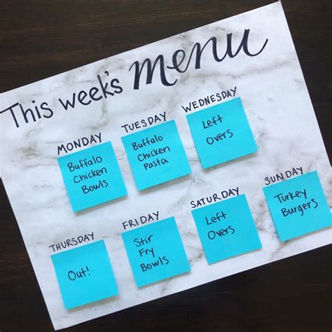 Sticky Note Meal Plan Template Lets Live And Learn