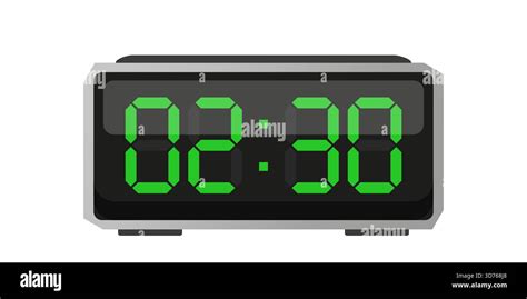 Digital Alarm Clock Two Thirty Shown Time 02 30 Green Numbers Vector