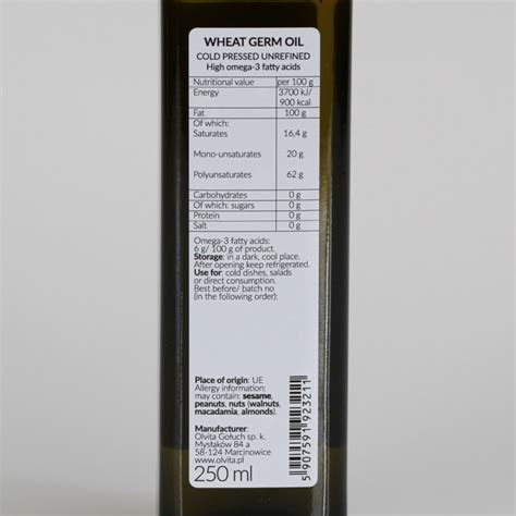 Wheat Germ Oil Cold Pressed And Crude Olvita 100 And 250 Ml Capacity