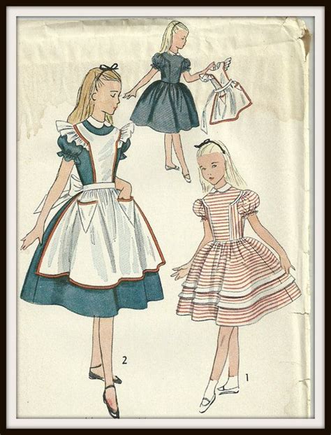 Vintage Simplicity Pattern 3701 Girls Alice In Wonderland Dress And