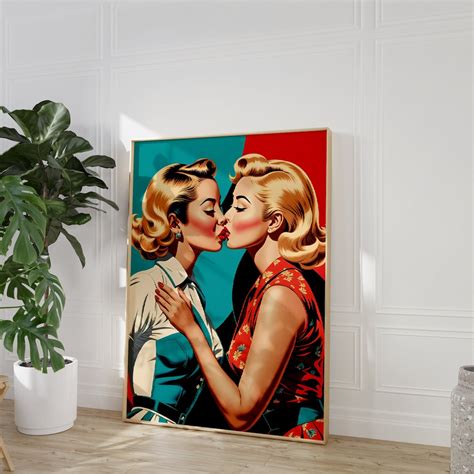 Capture The Love Retro Pop Art Lesbian Art Print Celebrating A Sweet