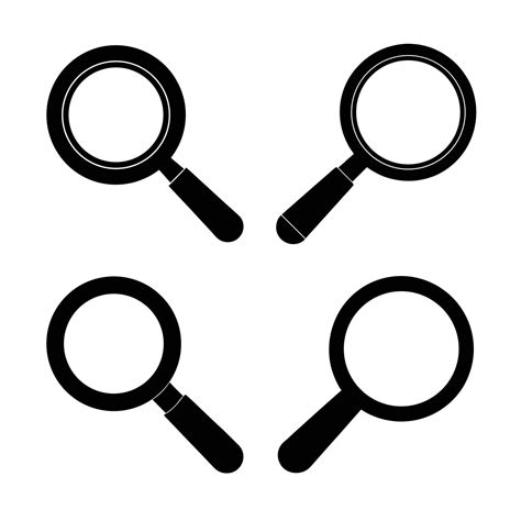 Magnifying Glass Silhouettes In Black High Quality Set For Design