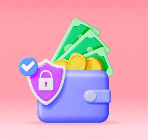 Premium Vector 3d Wallet With Shield And Padlock Isolated