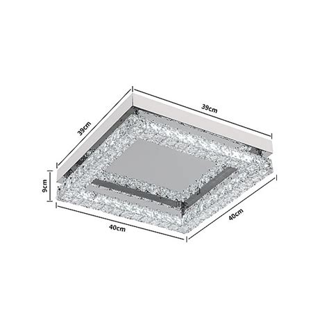28w Square Crystal Celling Light Chrome Finish Cool White Light 40 X 40cm
