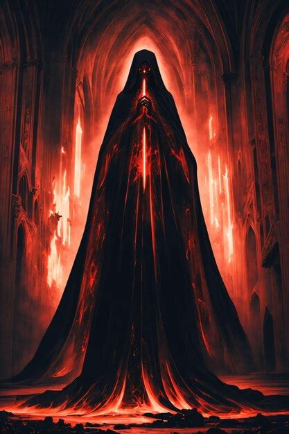 Premium Ai Image Dark Red Ghost In A Dark Cathedral