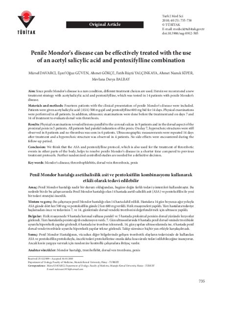 Pdf Treating Penile Mondors With Asa And Pentoxifylline