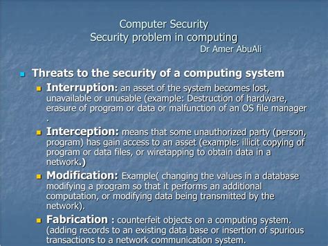 Ppt Computer Security Security Problem In Computing Dr Amer Abuali Powerpoint Presentation