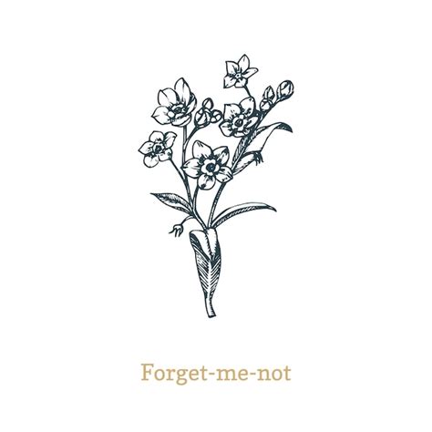Black And White Forget Me Not Flowers Tattoo