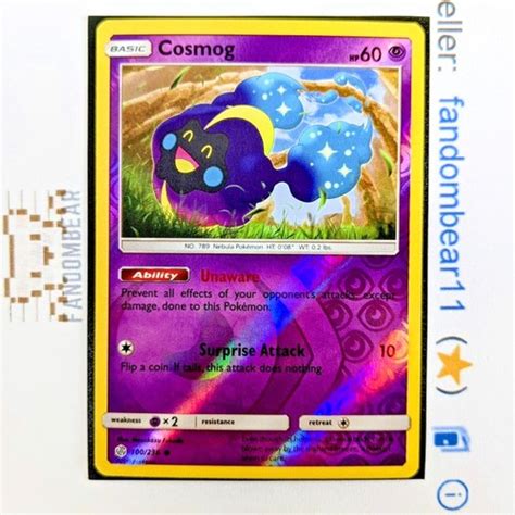 Cosmog Reverse Holo Card 100236 Sun And Moon Cosmic Eclipse 2019 Pokemon