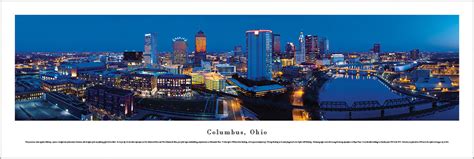 Columbus Ohio Skyline Panoramic Wall Art Print Urban Wall Art Decor