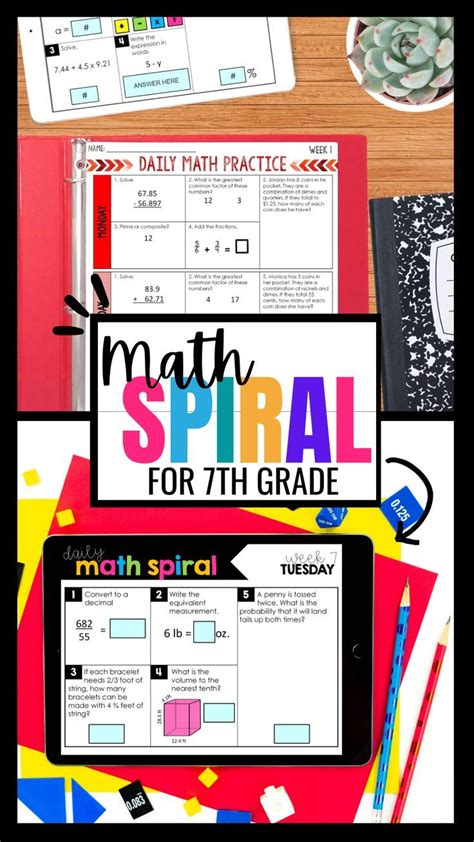 7th Grade Math Spiral Review Daily Middle School Bell Ringers Warm Ups