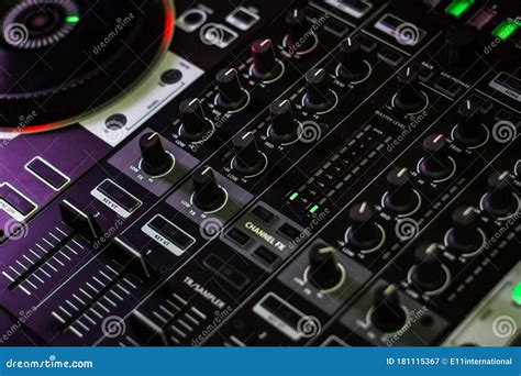 Mixer Section Of Pioneer Dj Controller In Music Store Shiny New Knobs Stock Image Image Of