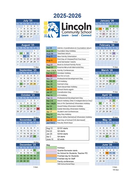 Lincoln Community School Academic Calendar