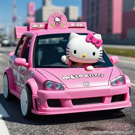 Hello Kitty Drives A Car Stable Diffusion Online