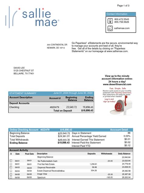 June 2024 Online Checking Statement Pdf Transaction Account