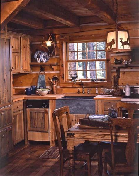 Pin By Chris Peyton On Cabin Ideas Log Cabin Kitchens Small Log