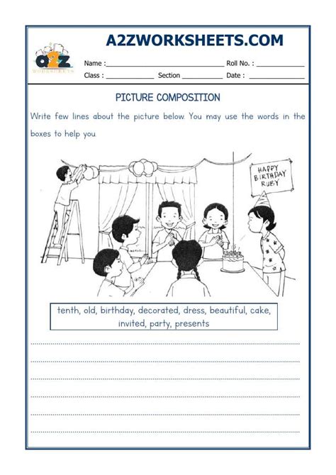 A2zworksheetsworksheet Of Class Vi Picture Composition 07 Writing English