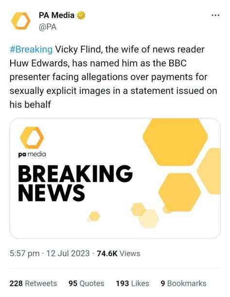 Vicky Flind Wife Of News Reader Huw Edwards Has Named Him As The Bbc Presenter Facing