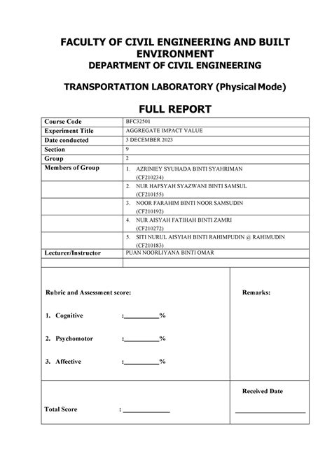 Bfc Aggregate Impact Value Lab Report Experimental Findings And