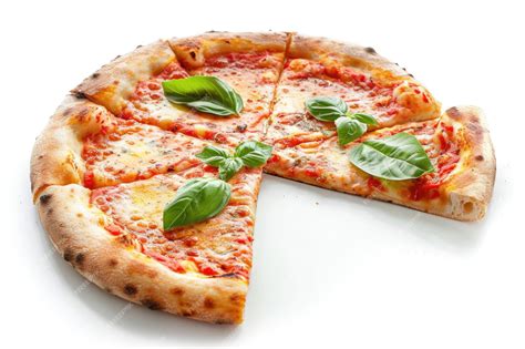 Premium Photo Neapolitan Pizza Margherita Isolated On White Background One Slice Top View