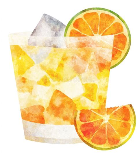 The Watercolor Illustration Features Gin Hass A Glass Of Cocktail And