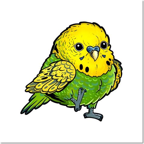 Cute Green Budgie Birb Orb Chibi Kawaii Cute Cartoon Art Drawing By