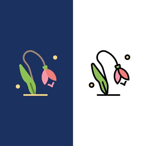 Flower Floral Nature Spring Icons Flat And Line Filled Icon Set Vector Blue Background 13546849