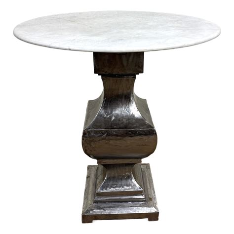 Metal Base Marble Top Pedestal Table Chairish
