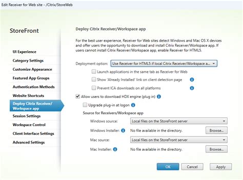 Citrix Workspace App Deployment StoreFront