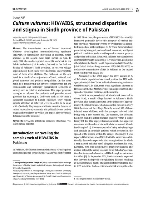 Pdf Culture Vultures Hivaids Structured Disparities And Stigma In