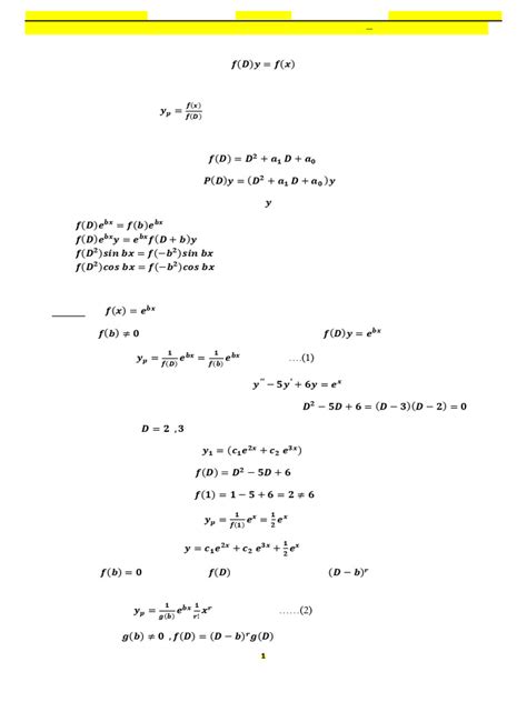 Second Order D Operator Methods Pdf Ordinary Differential Equation Equations