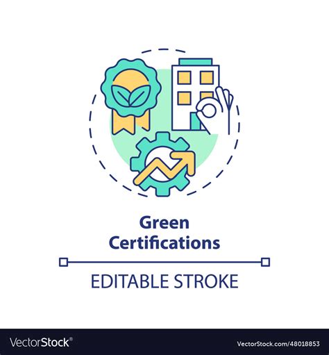 2d Customizable Green Certifications Line Icon Vector Image
