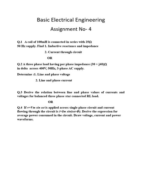 Bee Assignment No 4 Pdf