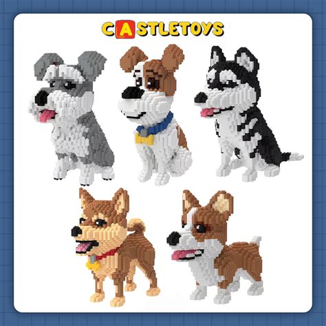 Nano Blocks Animal Dog Husky Corgi Schnauzer 3d Model Toys Building