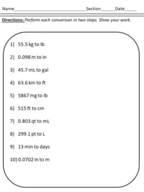 2 Step Dimensional Analysis Problems 10 Questions With Answers Tpt