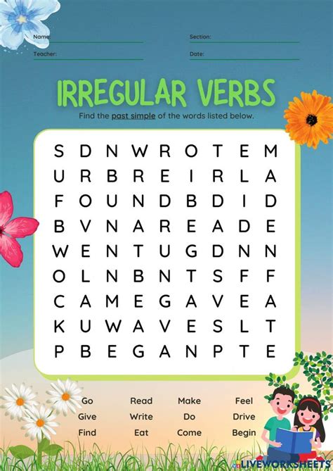 Irregular Past Simple Crossword Worksheet