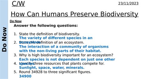 How Humans Can Preserve Biodiversity Teaching Resources