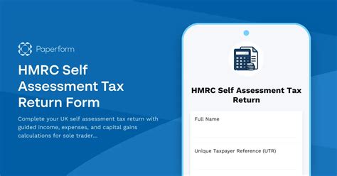 Hmrc Self Assessment Tax Return Form Template For Uk Sole Traders