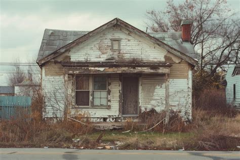 An Old Run Down House With A Broken Window Premium Ai Generated Image