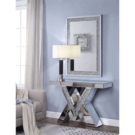 Shop Noralie Console Table Mirrored And Faux Diamonds Galeria Home Store