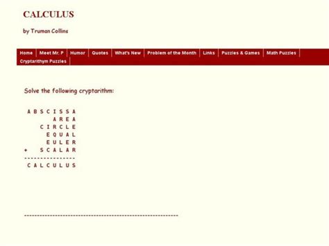 Calculus Cryptarithm Worksheet For 10th 12th Grade Lesson Planet