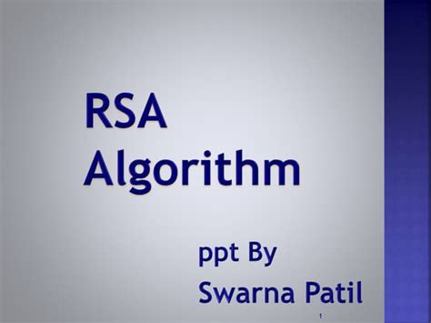 Rsa Algorithm Key Generation Pptx