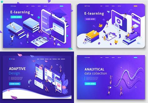 Premium Vector Set Of Website Templates Concept For Business Technologies Data Analysis E