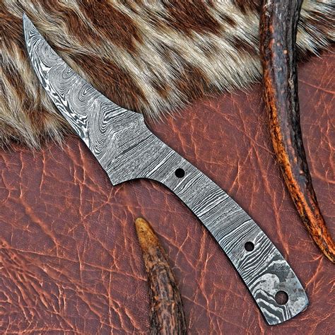 Damascus Steel Skinner Knife Blank 8” Hand Forged Full Tang Blade Na