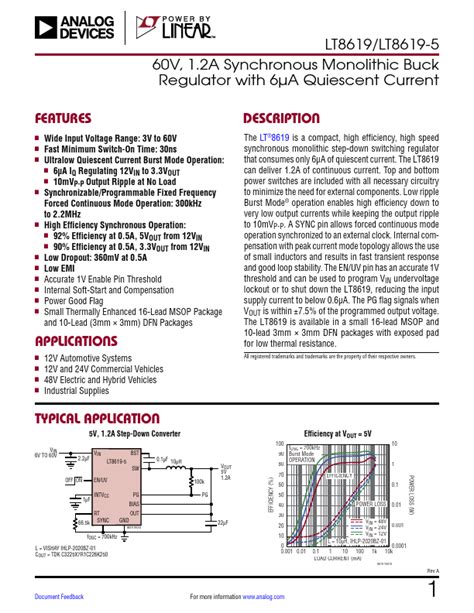 Lt8619 5 Lt8619 12a Synchronous Monolithic Buck Regulator Linear
