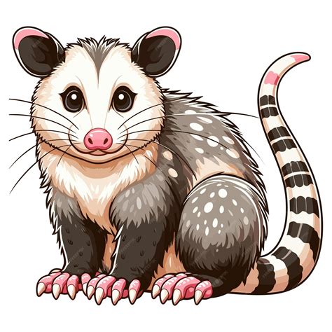 Premium Vector Cute Opossum Cartoon Vector Style White Background