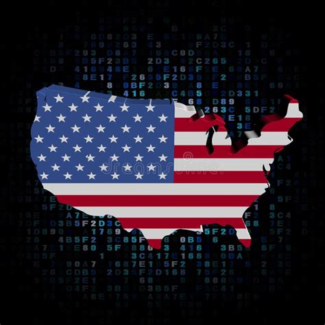 Usa Map Flag On Hex Code Illustration Stock Illustration Illustration